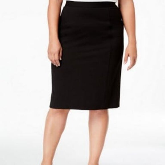 Kasper Skirts Kasper Womens Black Knee Length Wear To Work Pencil Skirt Plus 4w Poshmark